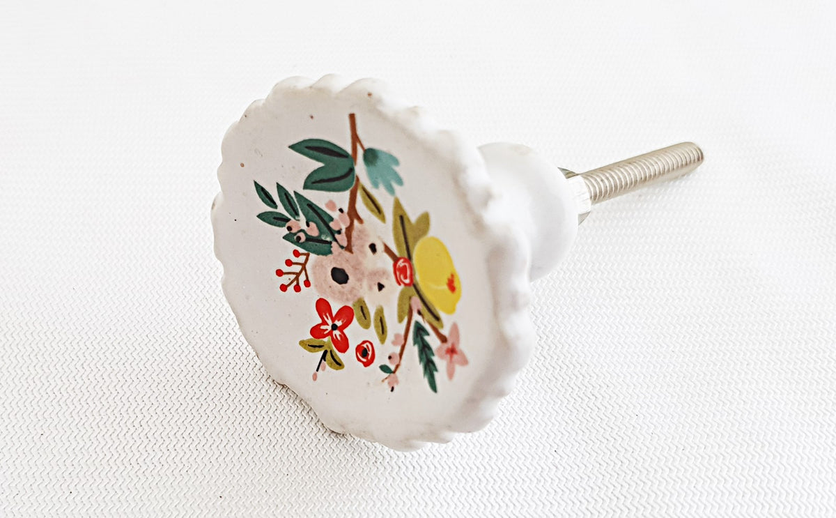 Ceramic unique retro vintage style floral design 4cm door knob B5 ...