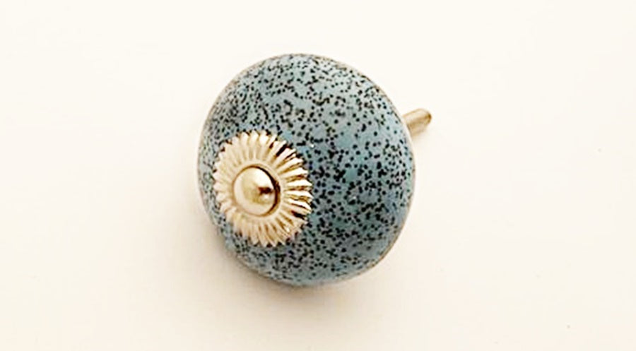 Ceramic soft blue aqua funky dotted 4cm round door knob – Decorative ...